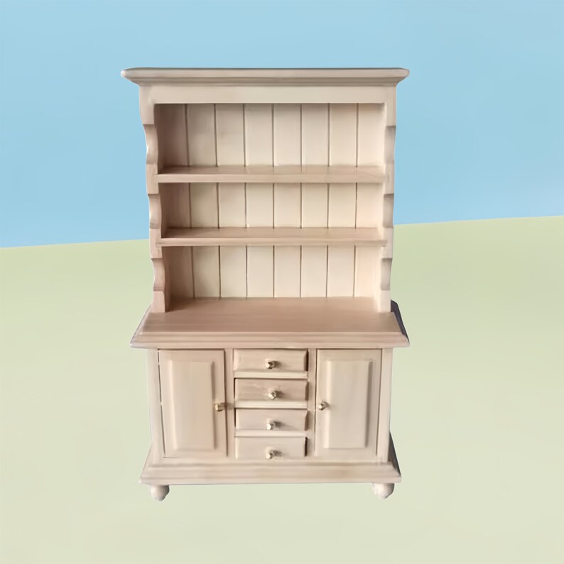 BJD White Cupboard Bookcase, Mini Cupboard Bookcase Dollhouse 1:12 ...