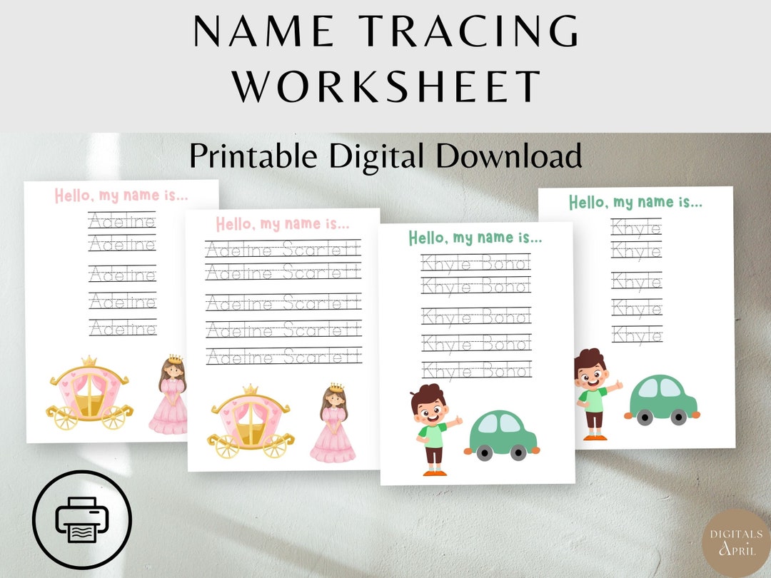 Custom Name Tracing Worksheet Printable Handwriting Practice Sheet ...