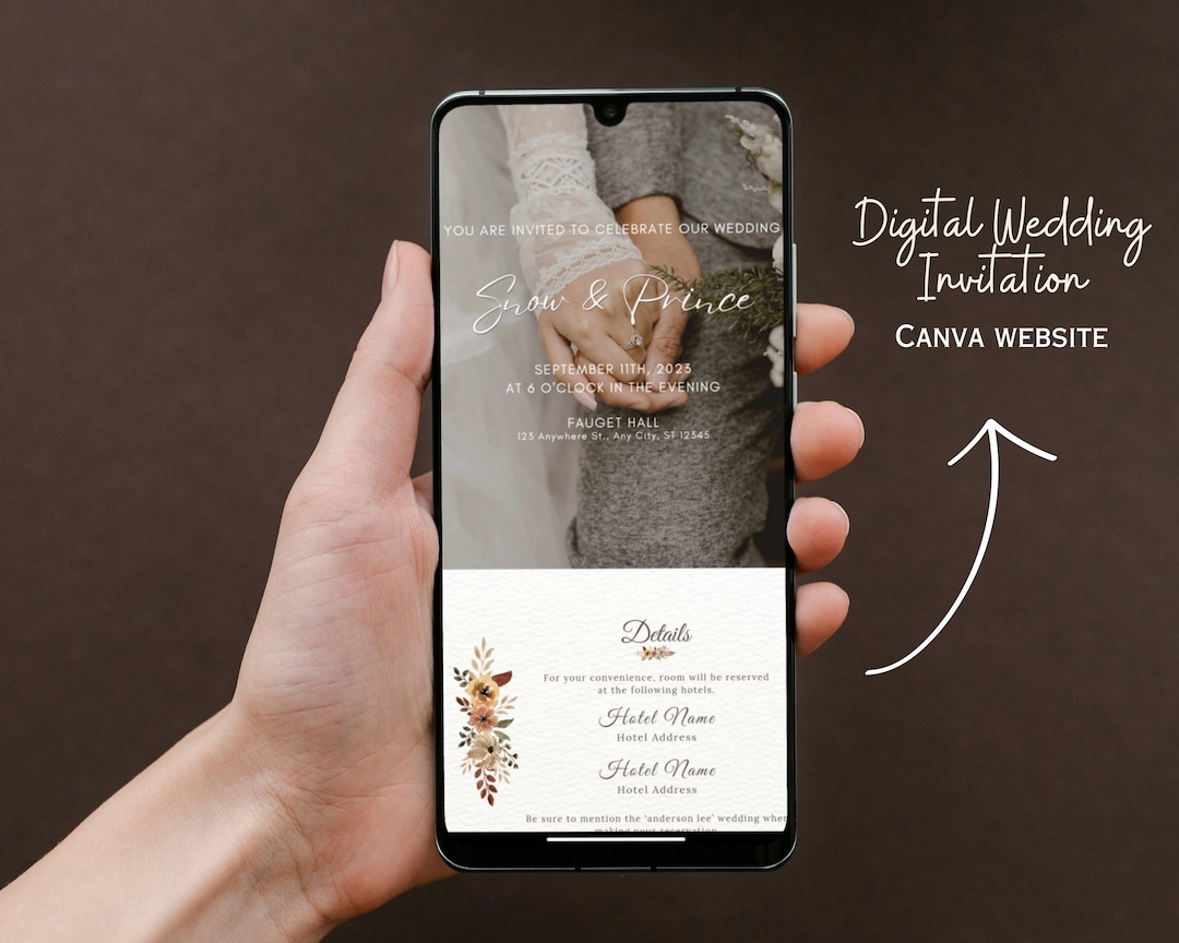 Digital Wedding Invitation Editable Invite Template Floral Wedding ...