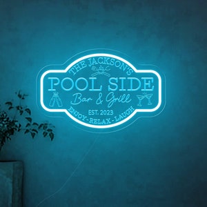 Personalized Outdoor Pool & Patio Neon Sign,family Poolside Bar and ...