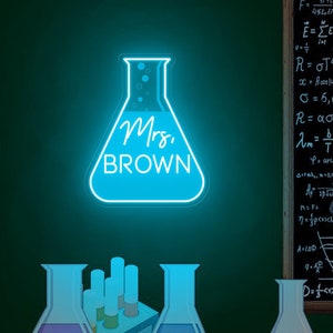 Custom Science Teacher Name Neon Sign: Beaker Classroom Decor - Etsy