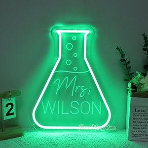 Custom Science Teacher Name Neon Sign: Beaker Classroom Decor - Etsy