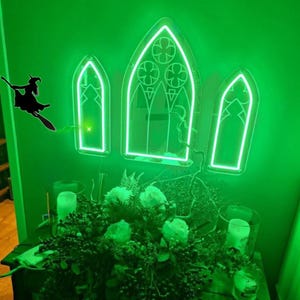 Gothic Mirror Neon Sign: Cathedral Arch Window, Goth Decor, Christmas ...