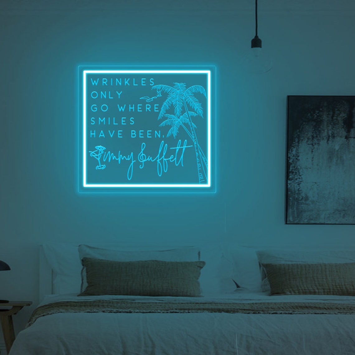 Wrinkles Only Go Where Smiles Have Been Neon Sign,flamingo Jimmy ...