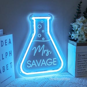 Custom Science Teacher Name Neon Sign: Beaker Classroom Decor - Etsy