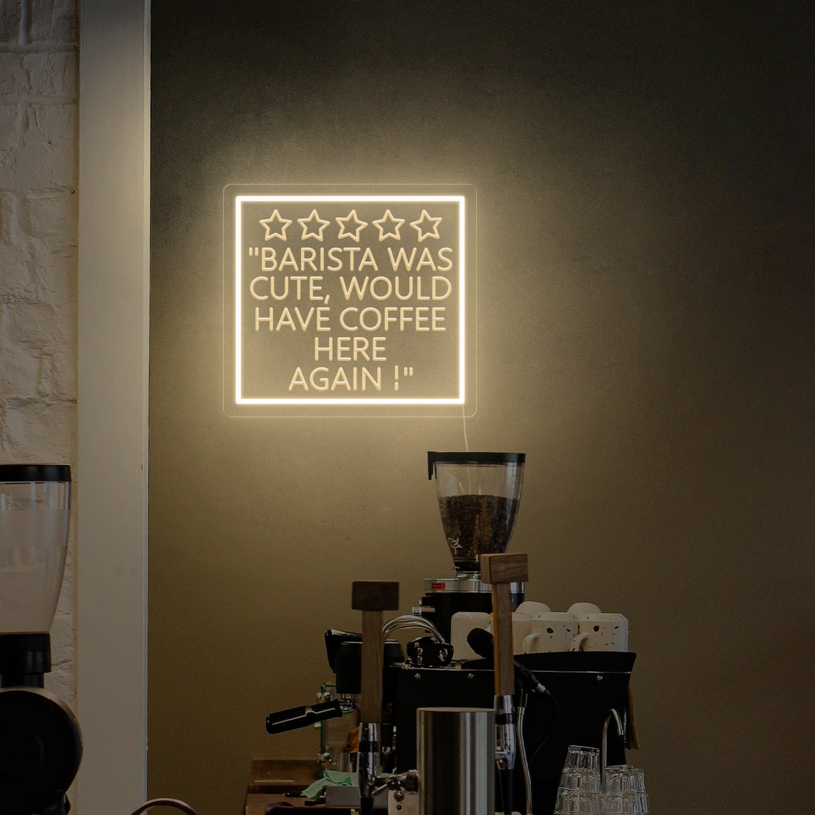 Barista Rating Neon Sign,five Star Coffee Review Sign,kitchen Decor ...