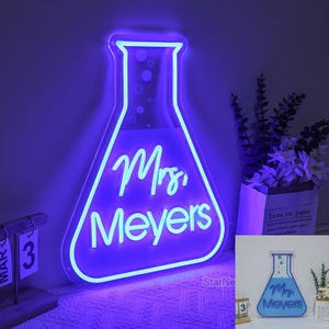 Custom Science Teacher Name Neon Sign: Beaker Classroom Decor - Etsy