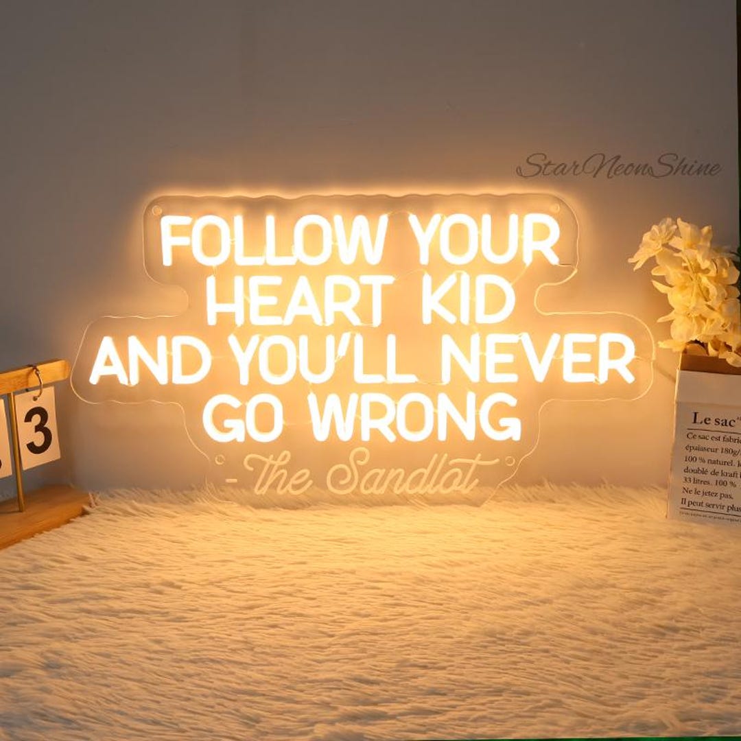 Sandlot Quote Neon Sign: Follow Your Heart Kid, Baseball Bedroom Decor ...