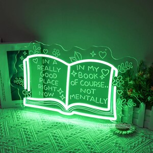 In A Really Good Place Book Neon Sign,bookshelf Decor,home Library ...