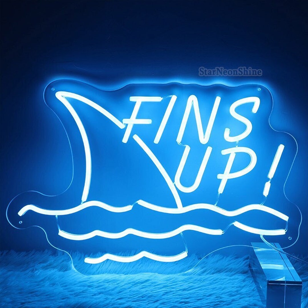 Fins up Neon Sign: Parrothead Island Life Decor - Etsy