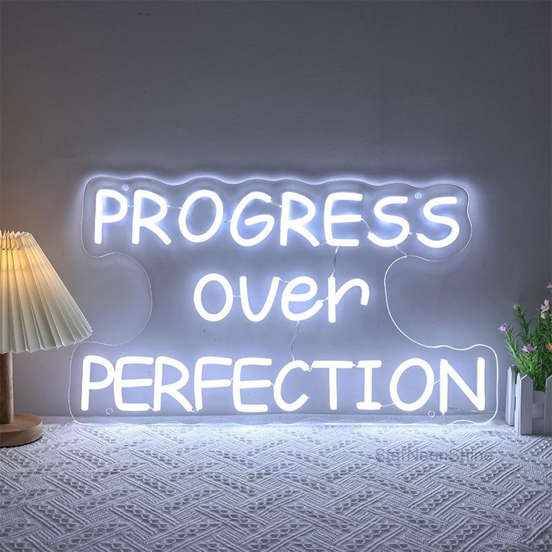 Progress Over Perfection Neon Sign: Classroom Motivational Decor - Etsy