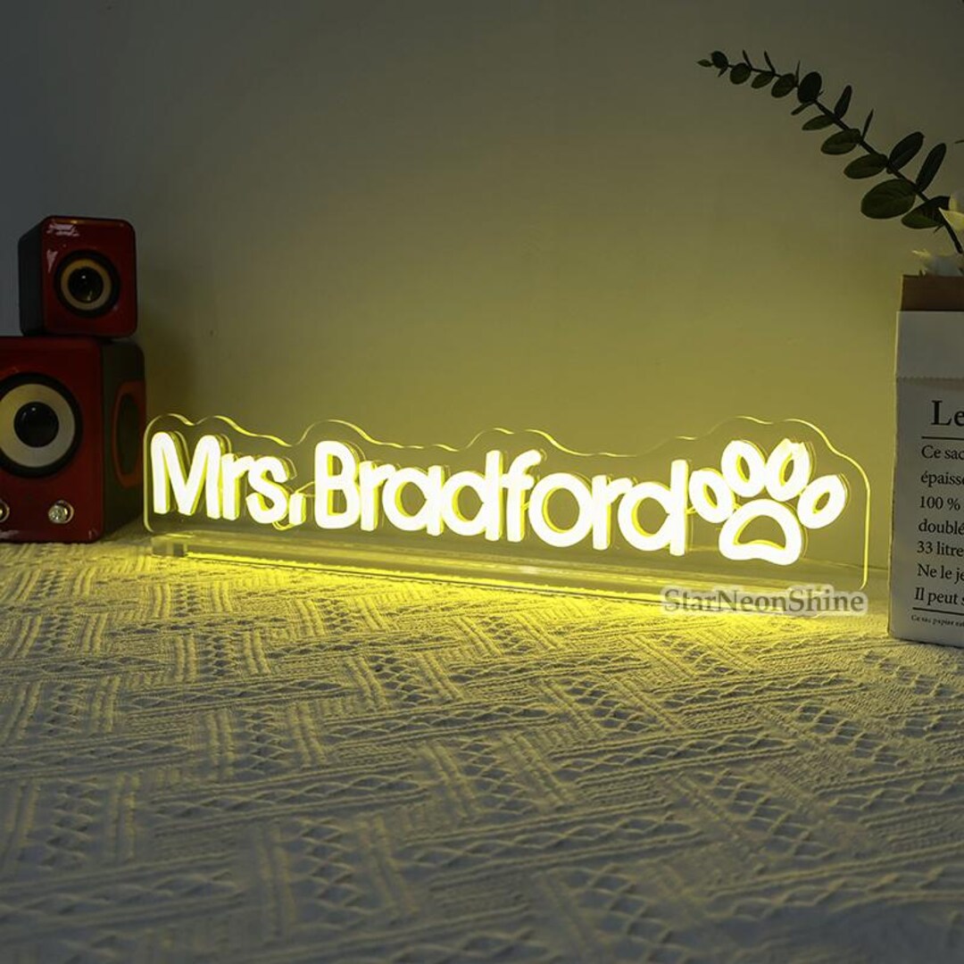 Custom Teacher Name Free Standing Neon Sign,desk Name Sign,office Décor ...