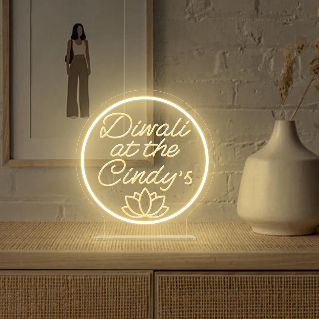 Personalized Diwali Lotus Neon Sign: Custom Indian Art Decor - Etsy