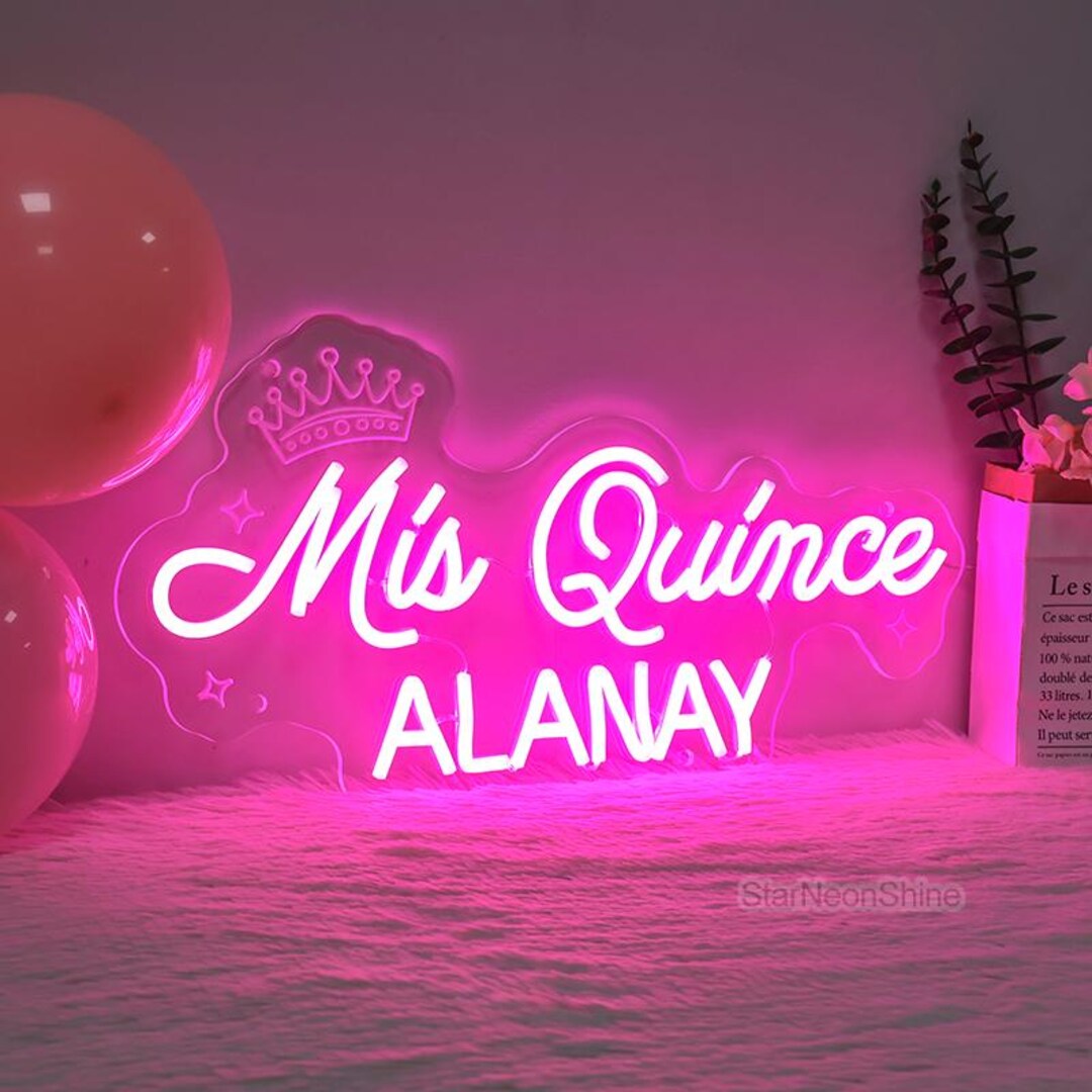 Mis Quince Name Neon Sign,custom Your Name 15th Birthday Party Neon ...