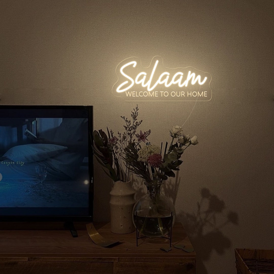 Salaam Neon Sign, Islamic Home Decor Sign, Salaam Sign, Welcome to Our ...