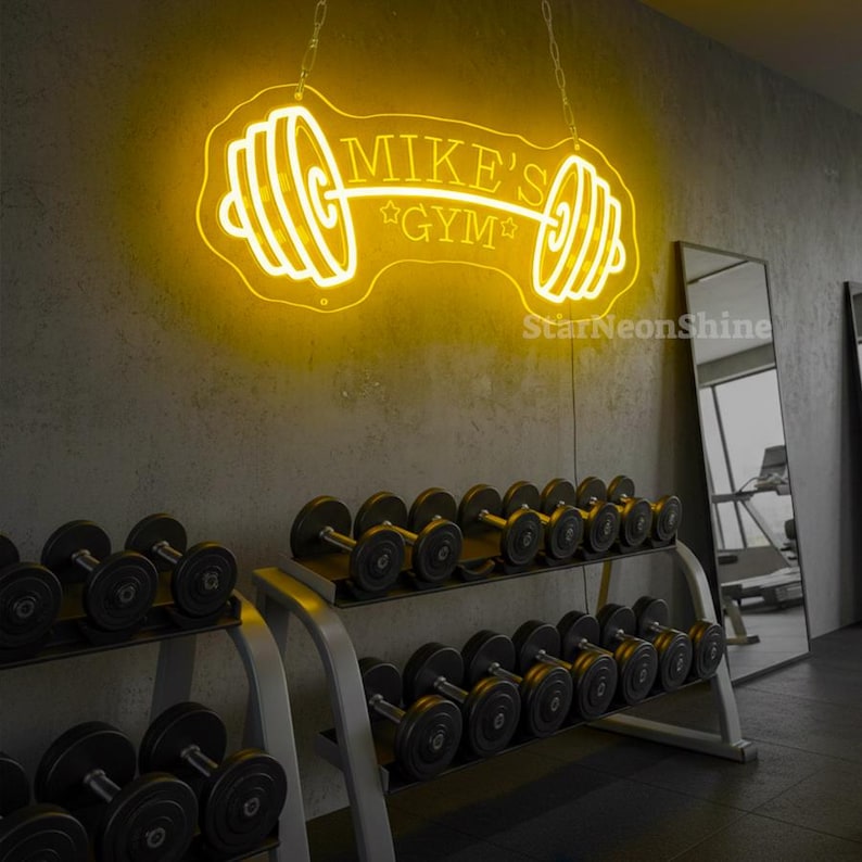 Custom Gym Name Dumbbell Neon Sign: Personalized Workout Room Decor ...