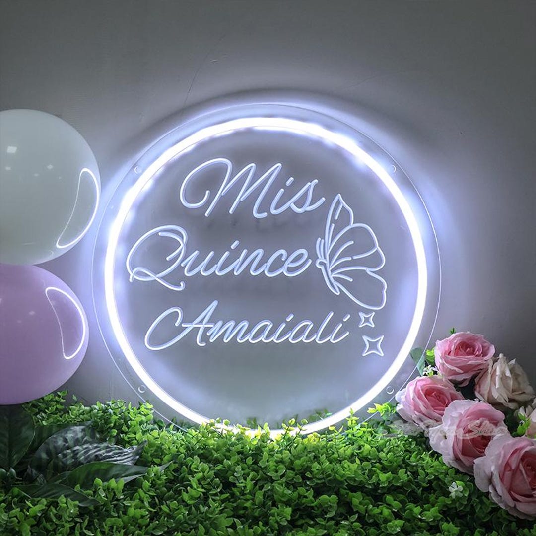 Mis Quince Birthday Name Neon Sign,custom Name 15th Birthday Party Neon ...
