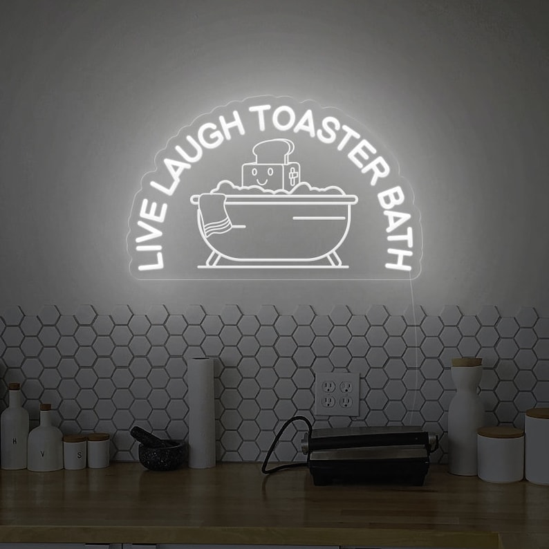 Live Laugh Toaster Bath Neon Sign,dark Humor Neon Light,funny Home ...
