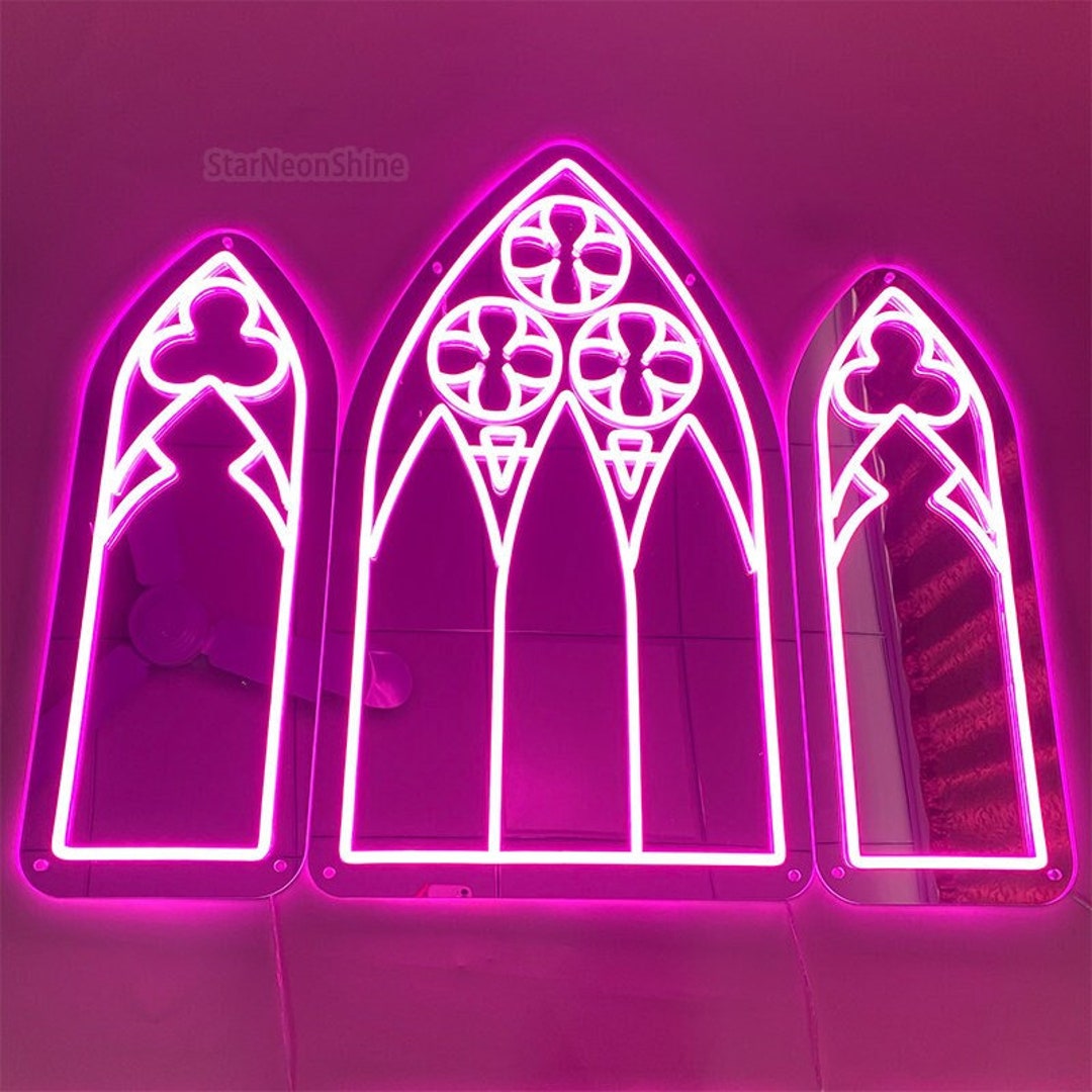 Gothic Mirror Neon Sign,goth Home Decor,goth Lover Gift,gothic Medieval ...