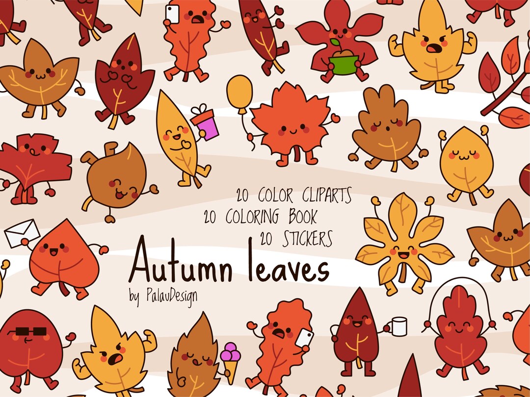 Autumn Leaves Clipart Bundle: Fall Tree Leaf Illustrations (digital ...