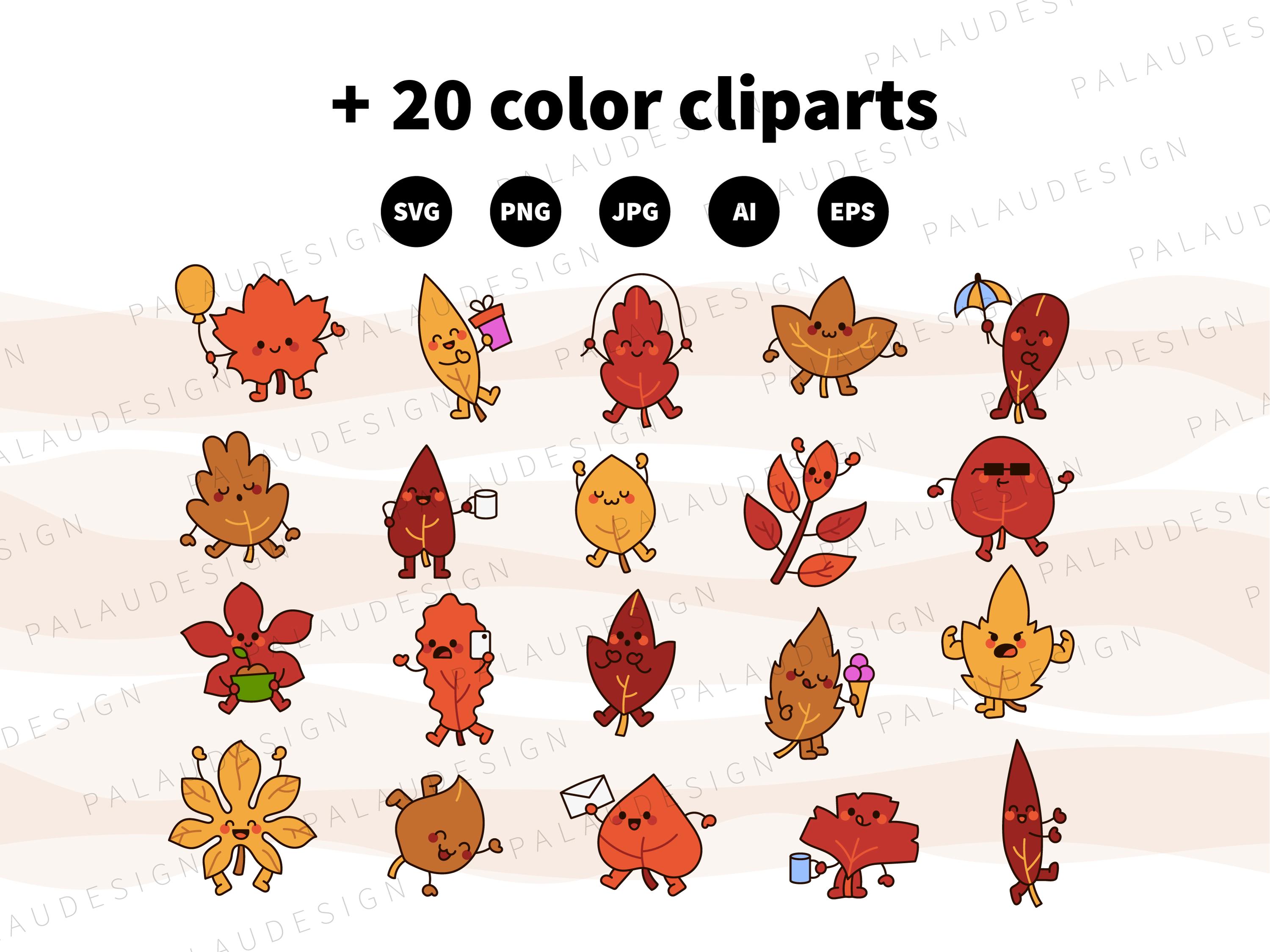 Autumn Leaves Clipart Bundle: Fall Tree Leaf Illustrations (digital ...