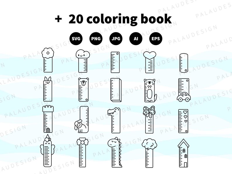 Cute Kawaii Rulers Clipart Set With Adorable Cartoon School Rulers in ...