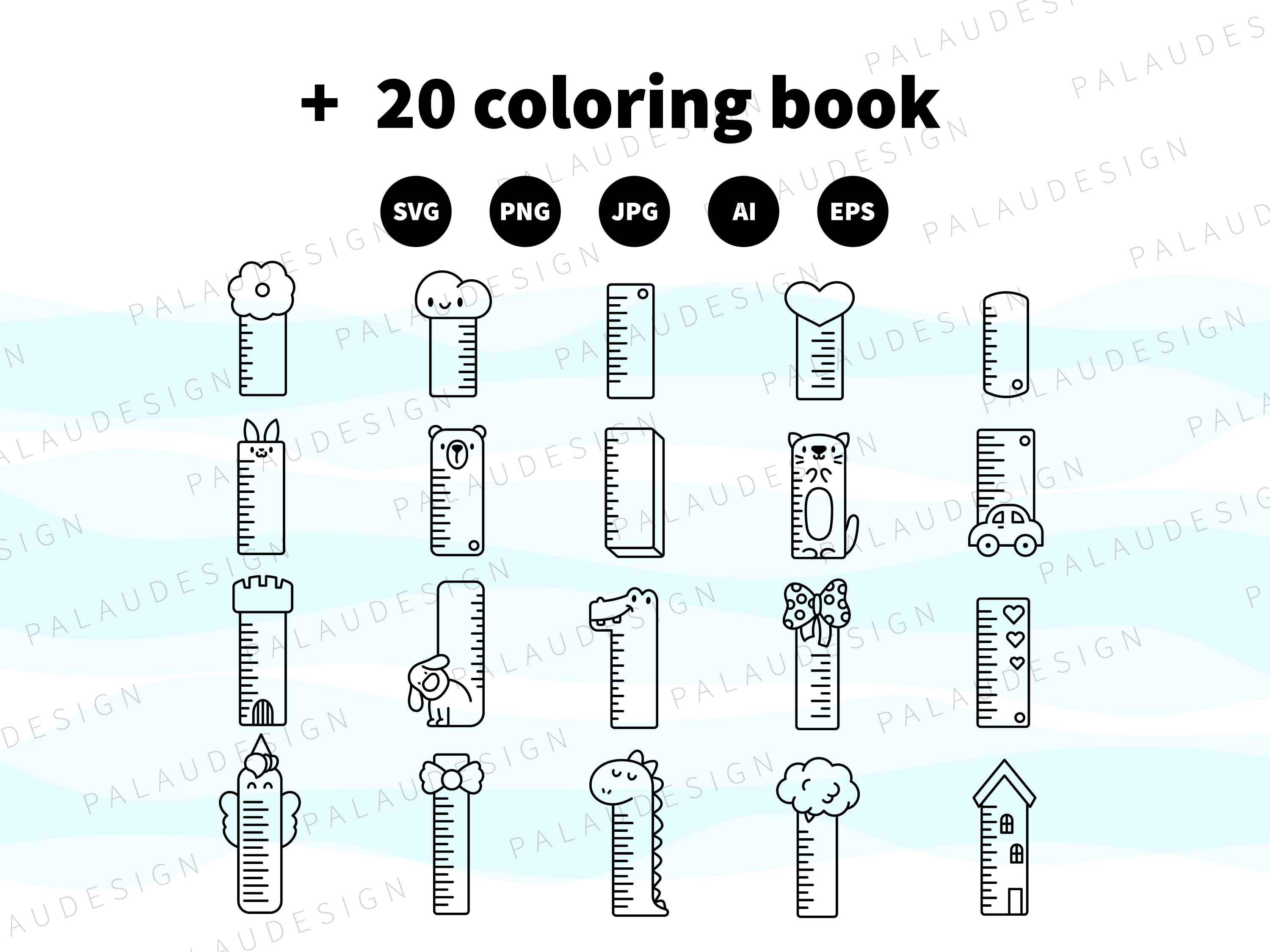 Cute Kawaii Rulers Clipart Set With Adorable Cartoon School Rulers in ...