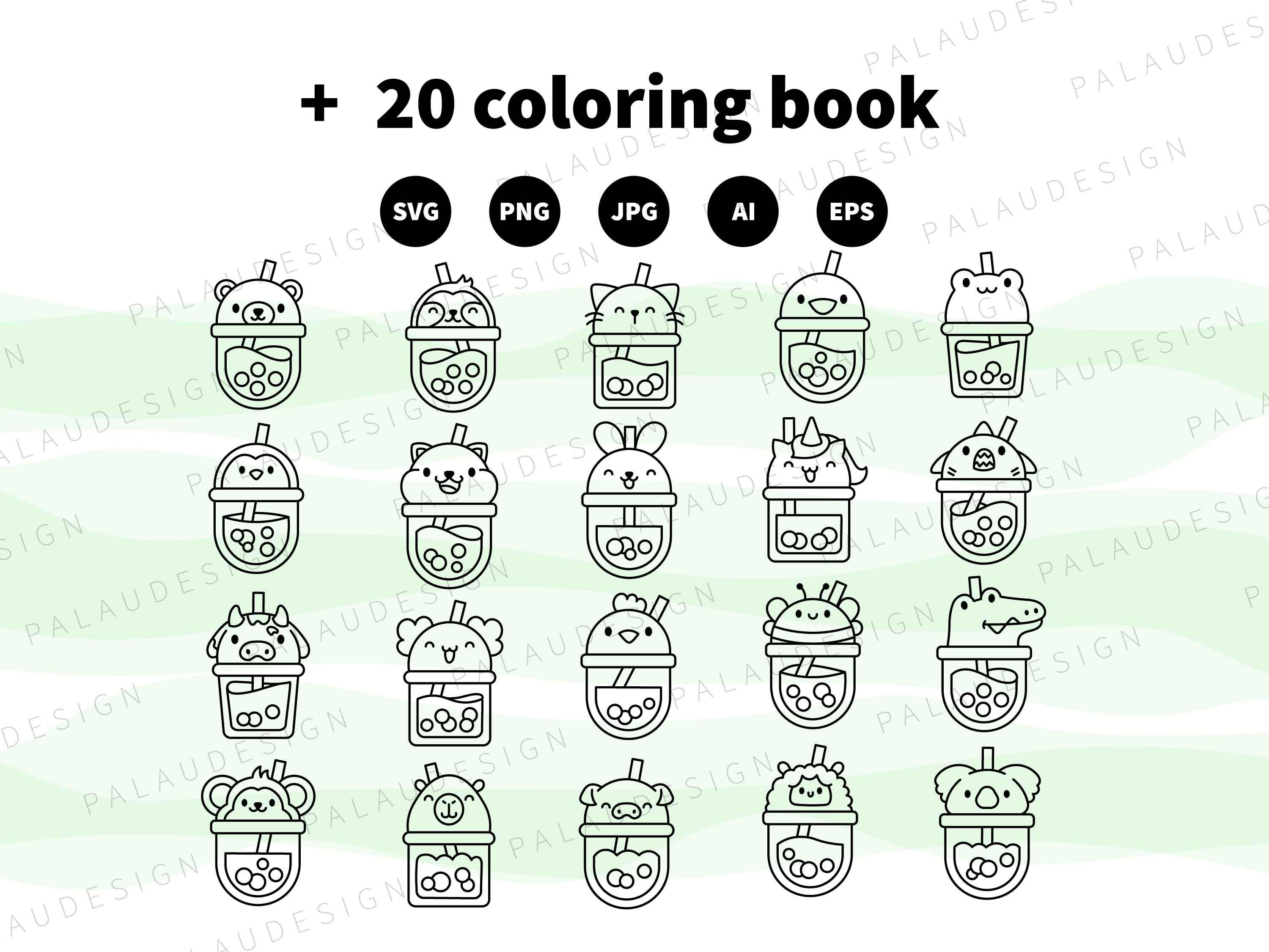 Bubble Tea Animals Clipart Bundle Cute Kawaii Vector Illustrations ...