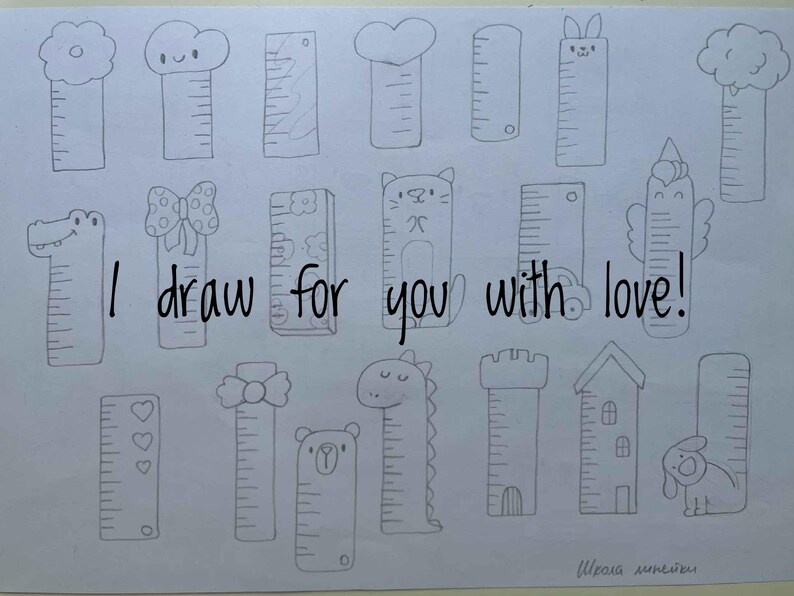 Cute Kawaii Rulers Clipart Set With Adorable Cartoon School Rulers in ...