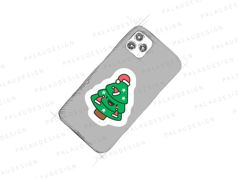 Christmas Tree Cute Kawaii Clipart Bundle - Adorable Festive Outline ...