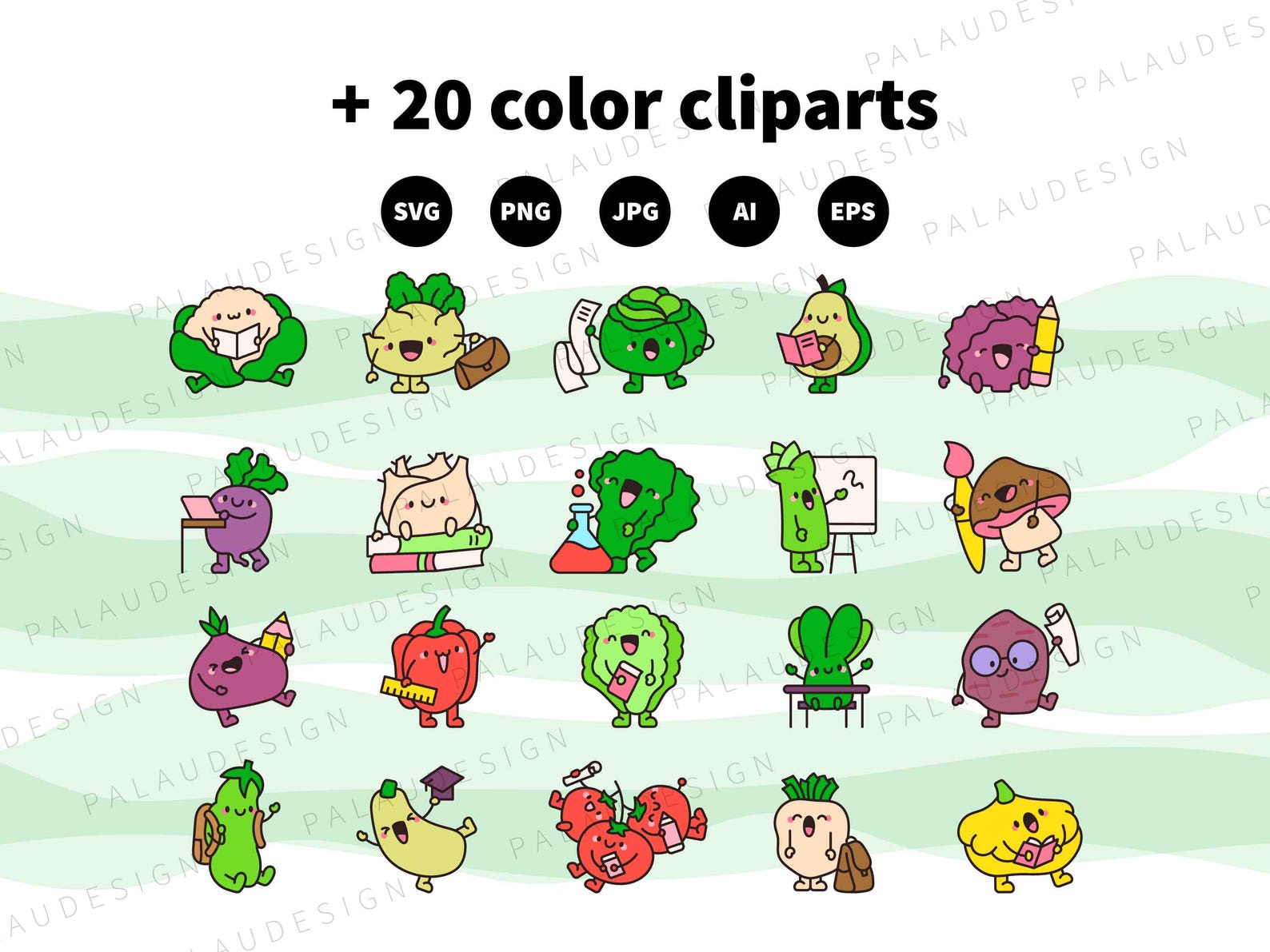 Cute Kawaii Vegetable Clipart - Fun School Veggies Coloring Pages and ...