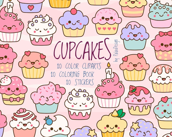 Kawaii Cute Cupcake PNG Bundle - Etsy Canada