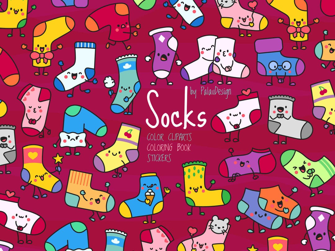 Kawaii Socks Clip Art – Cute Clothing Doodles (digital Download) - Etsy