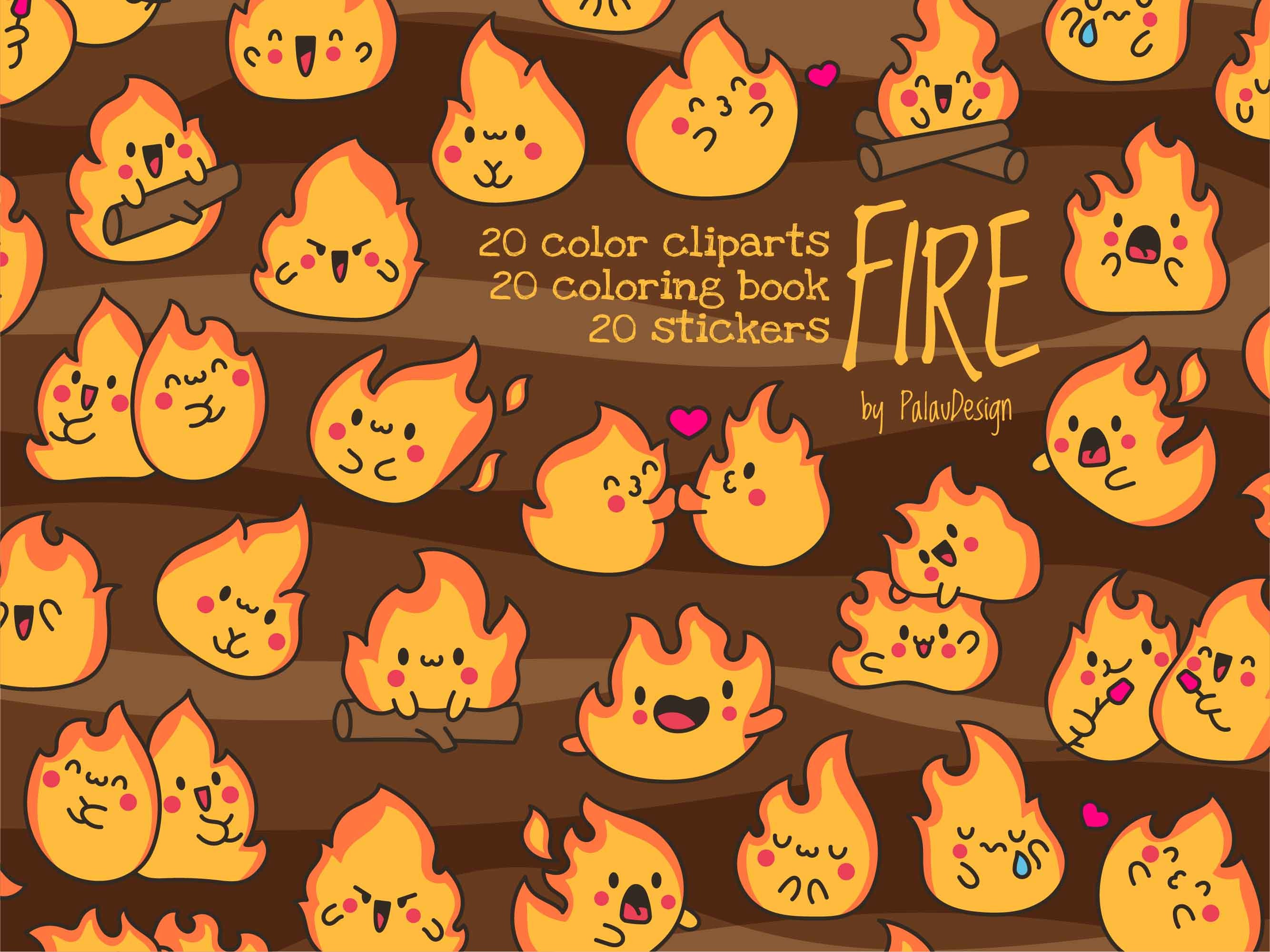 Cozy Campfire Character Clipart Collection - Instant Download, Outline ...
