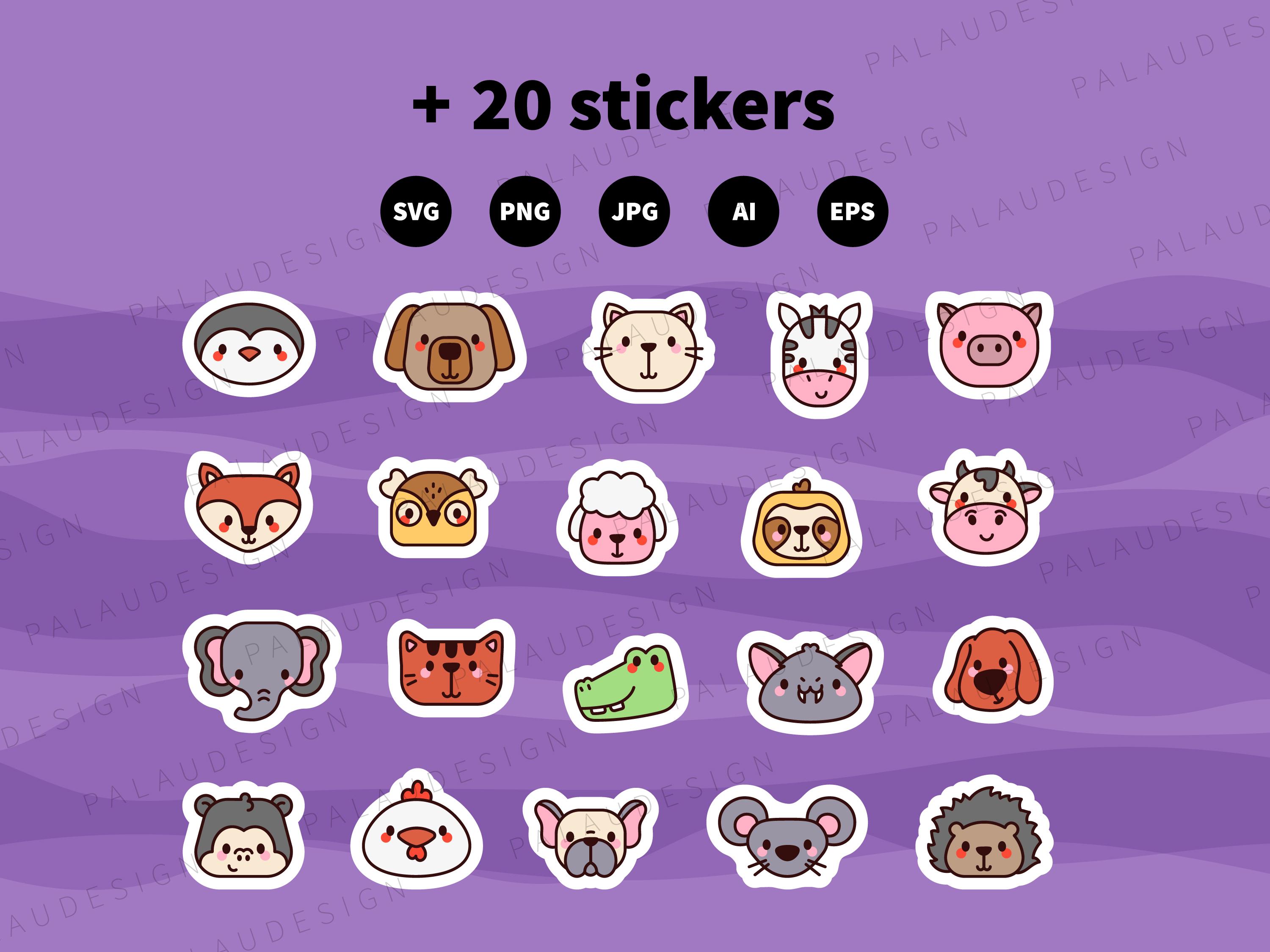 Cute Animal Face Clipart Set – Kawaii Cartoon Animal Head Illustrations ...