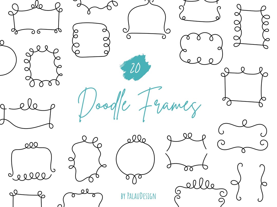 Doodle Frames Bundle – 20 Hand Drawn Swirl Borders & Decorative Line ...