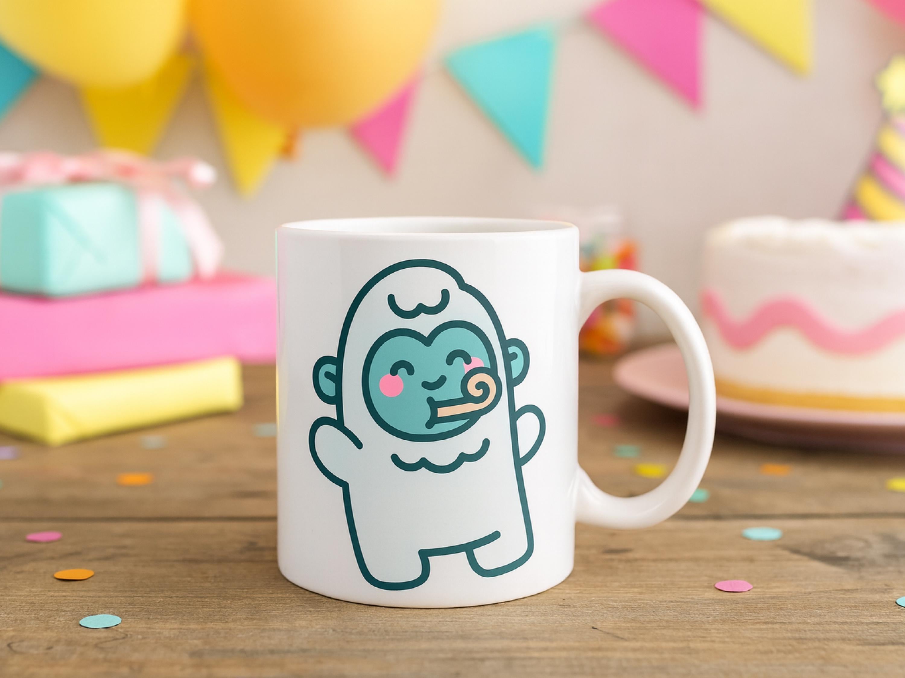 Kawaii Yeti Party Clipart: Outline Characters, Coloring Pages (digital ...