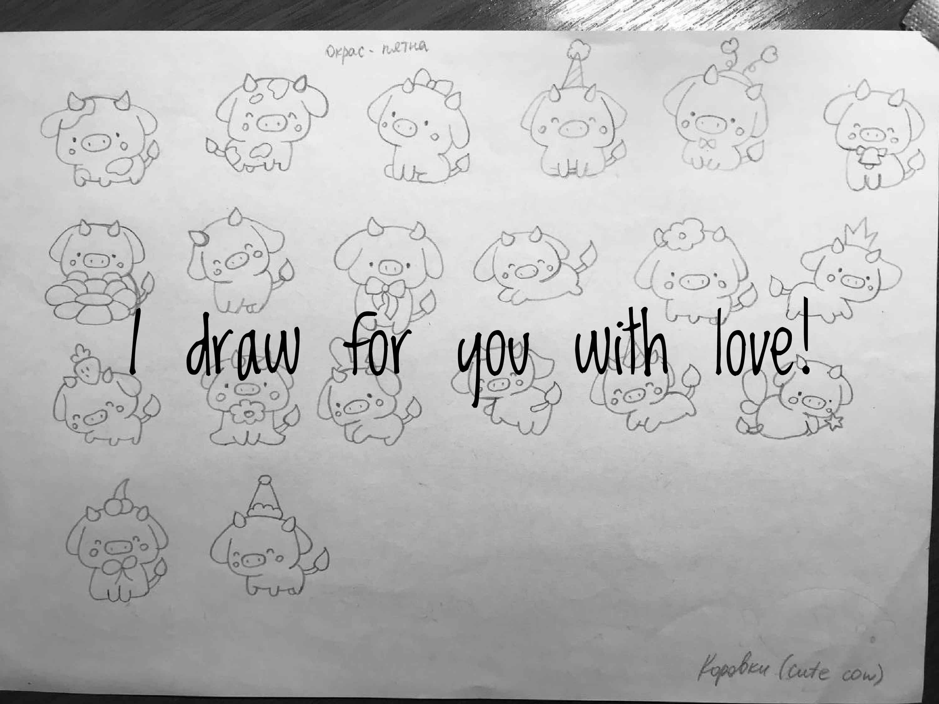 Cow SVG Clipart: Kawaii Farm Animal Doodle Set (digital Download) - Etsy