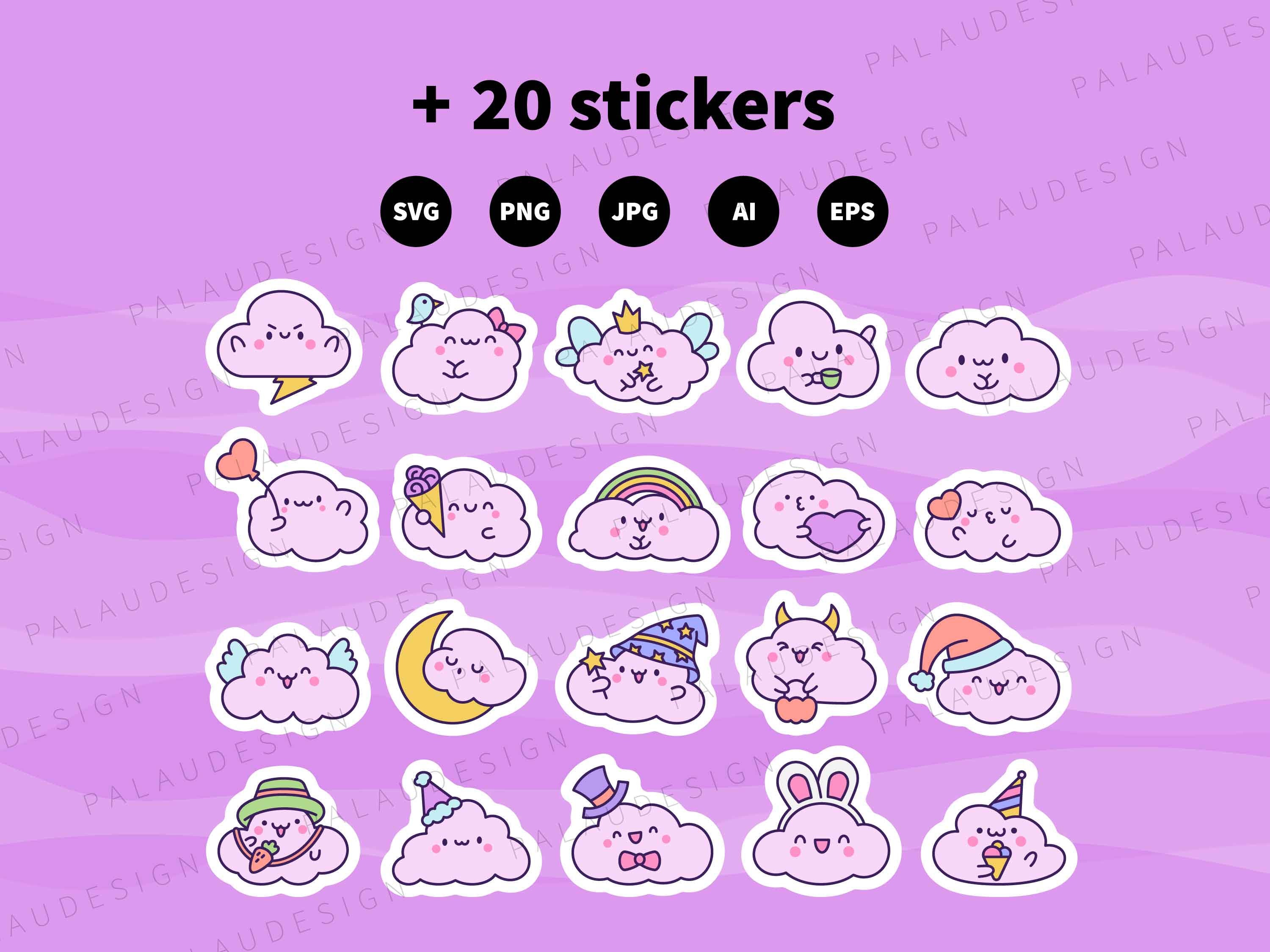 Dreamy Pink Cloud Clip Art - Kawaii Weather Set With SVG, PNG, and ...