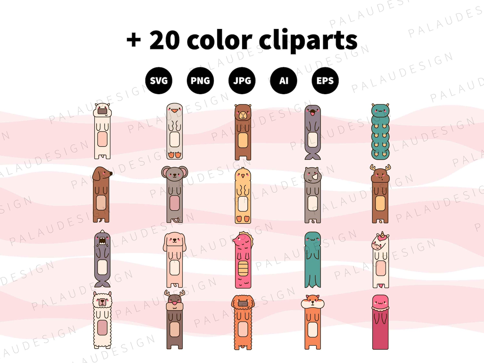 Cute Kawaii Animal Bookmarks Coloring Pages and Stickers - Adorable ...