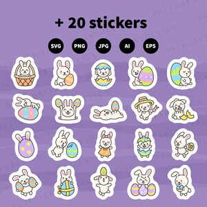 Kawaii Easter Bunny Clipart, Spring Animal PNG SVG (digital Download ...