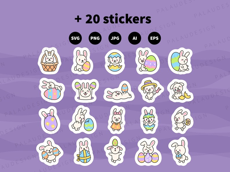 Kawaii Easter Bunny Clipart, Spring Animal PNG SVG (digital Download ...