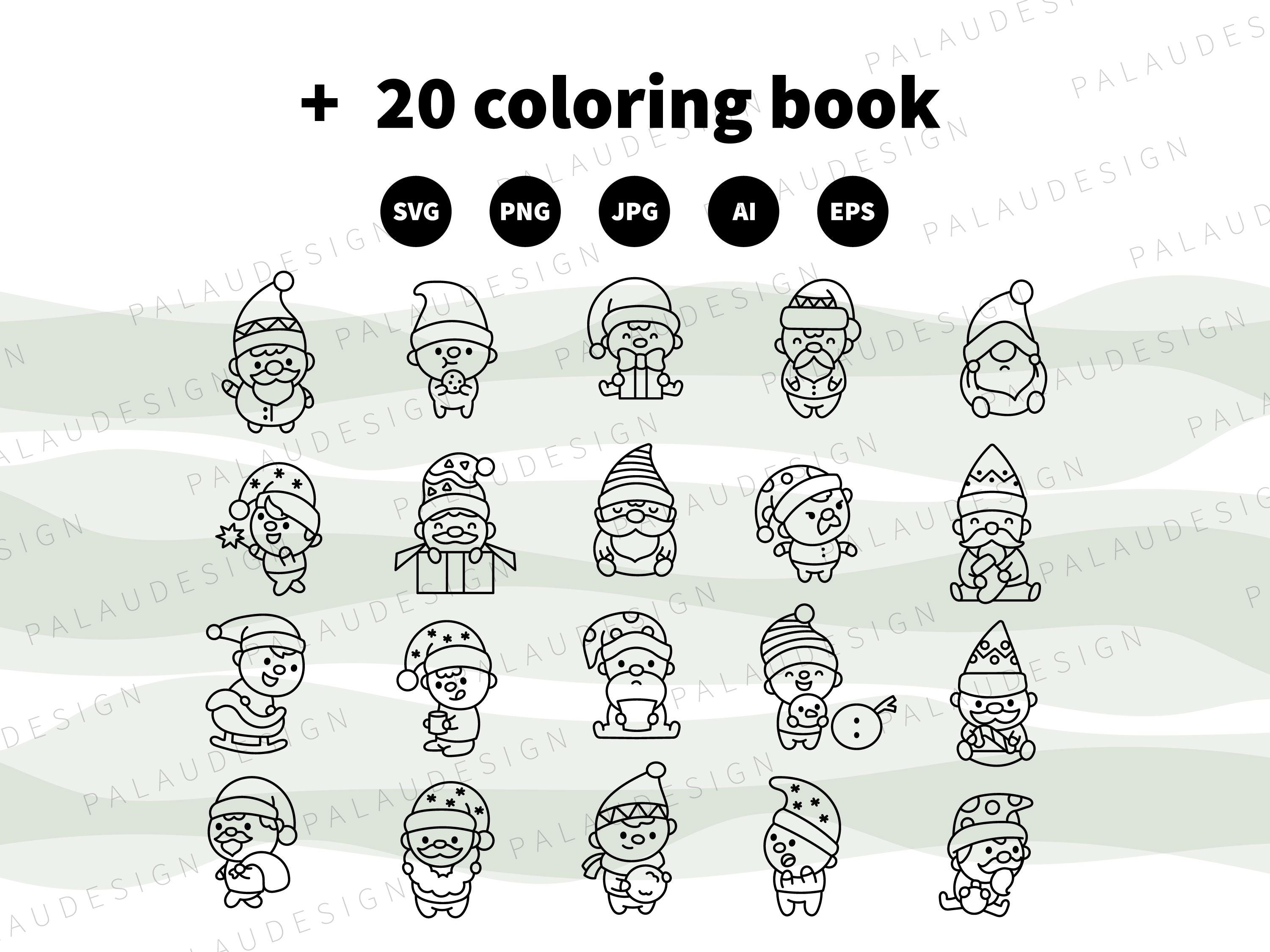 Christmas Gnome Clipart Bundle: Kawaii Holiday Stickers & Coloring ...