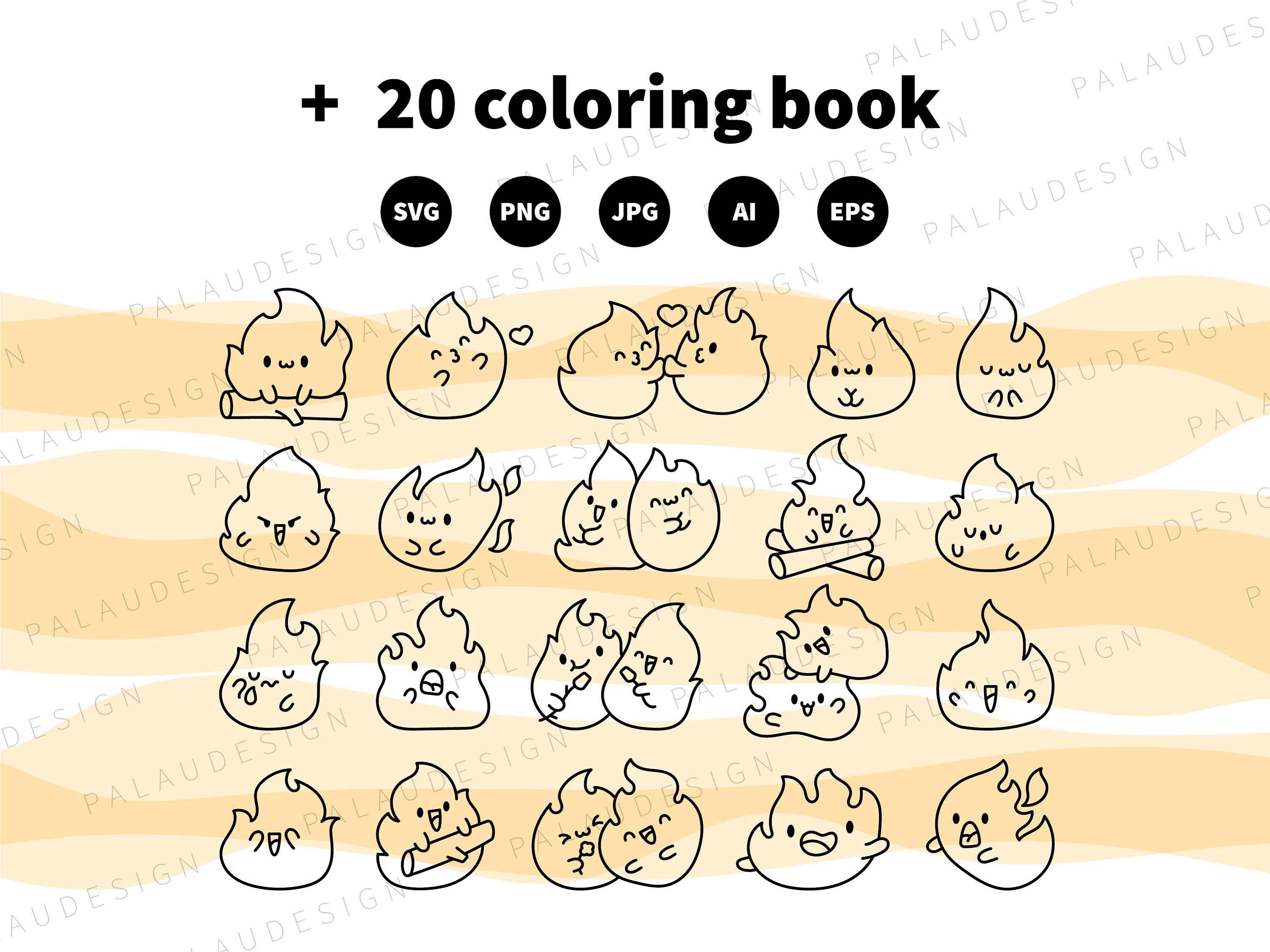 Cozy Campfire Character Clipart Collection - Instant Download, Outline ...