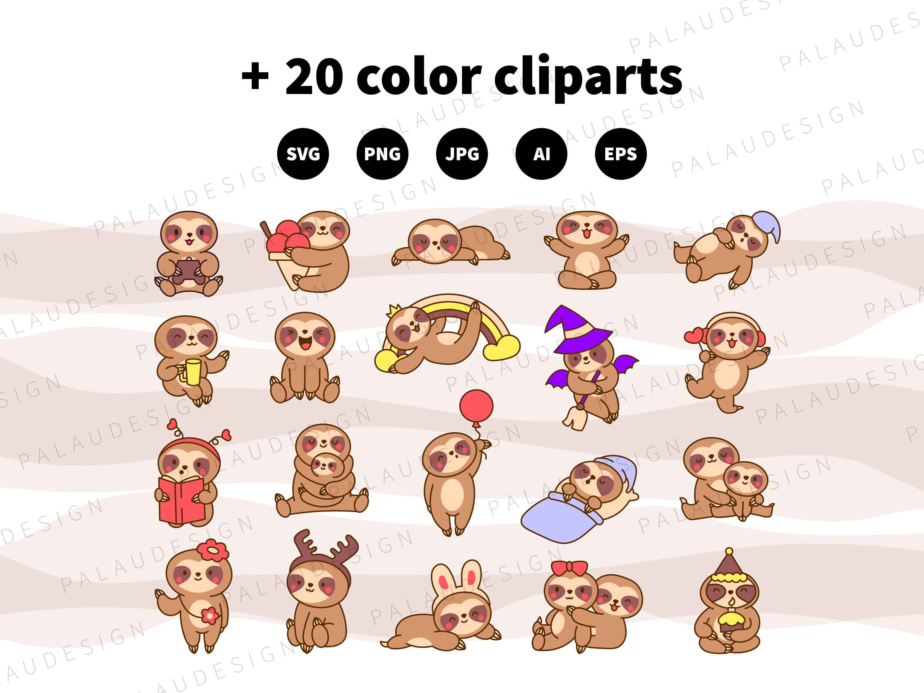 Get Creative With Sloth Clipart Cute and Versatile Digital Set, Perfect ...