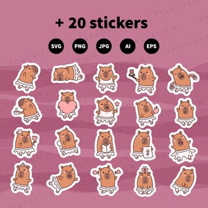 Cute Capybara Ballerina Clipart Set - Kawaii Cartoon Animal Vector ...