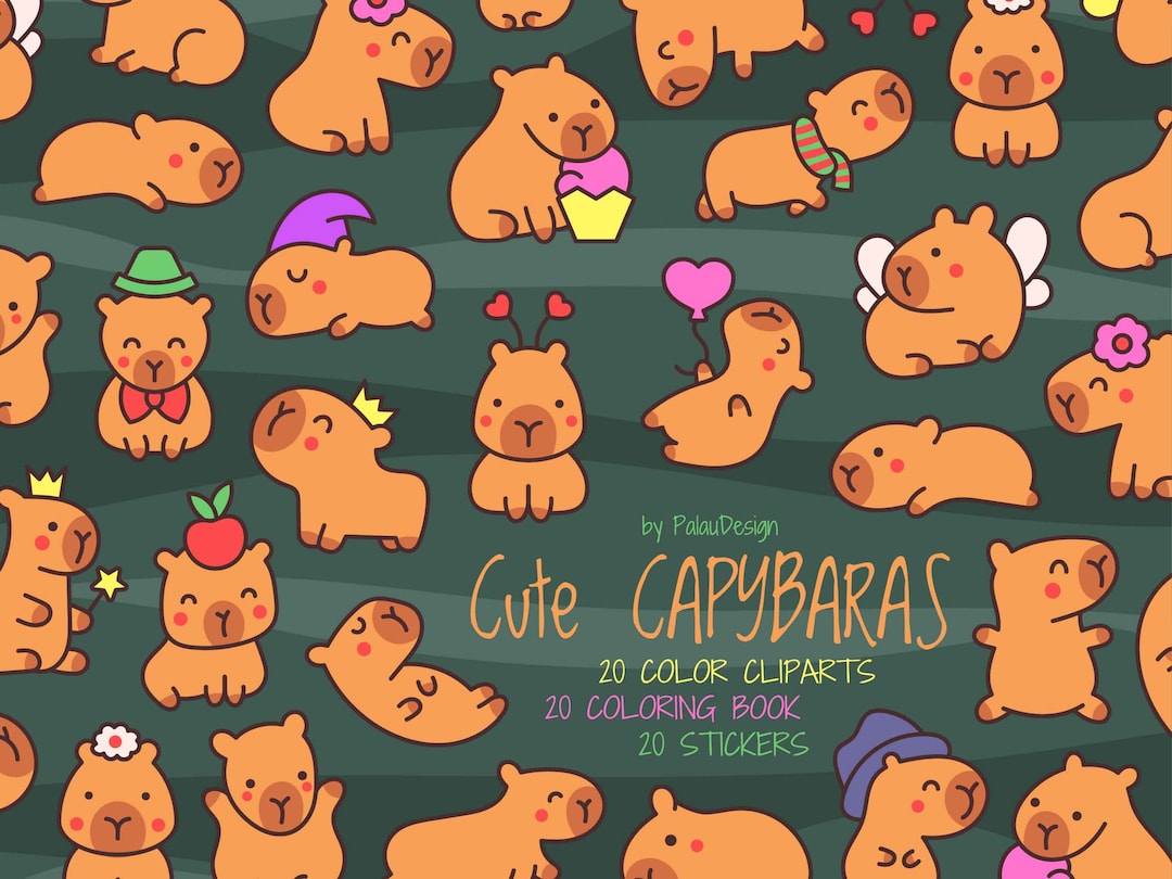 Adorable Capybaras Clip Art Set - Cute and Kawaii Pets - SVG and PNG ...