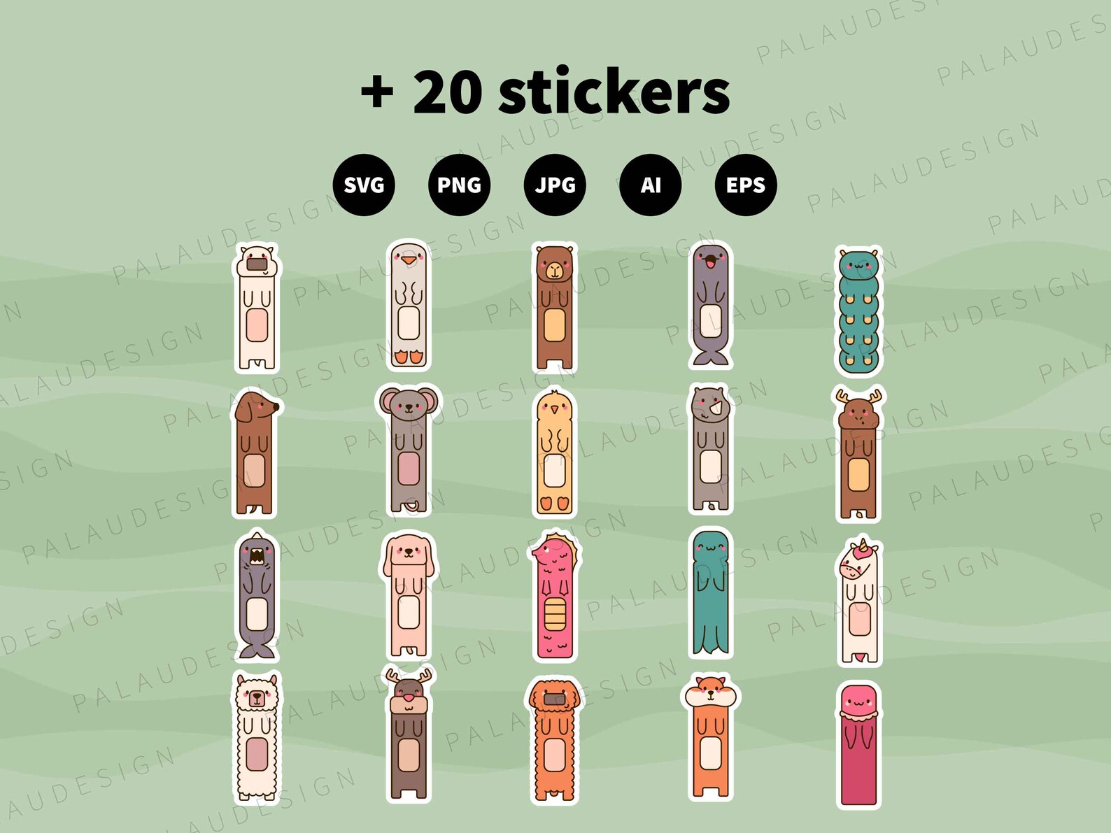 Cute Kawaii Animal Bookmarks Coloring Pages and Stickers - Adorable ...