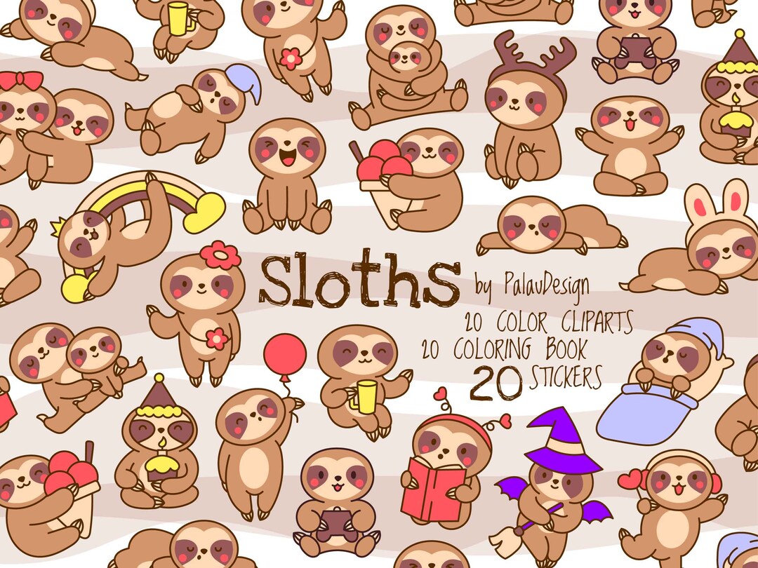 Get Creative With Sloth Clipart - Cute and Versatile Digital Set ...