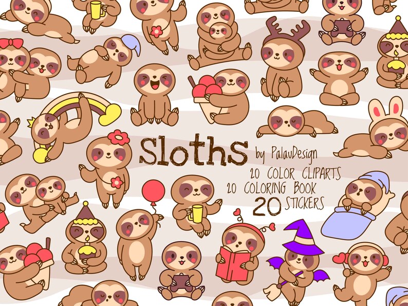 Get Creative With Sloth Clipart - Cute and Versatile Digital Set ...